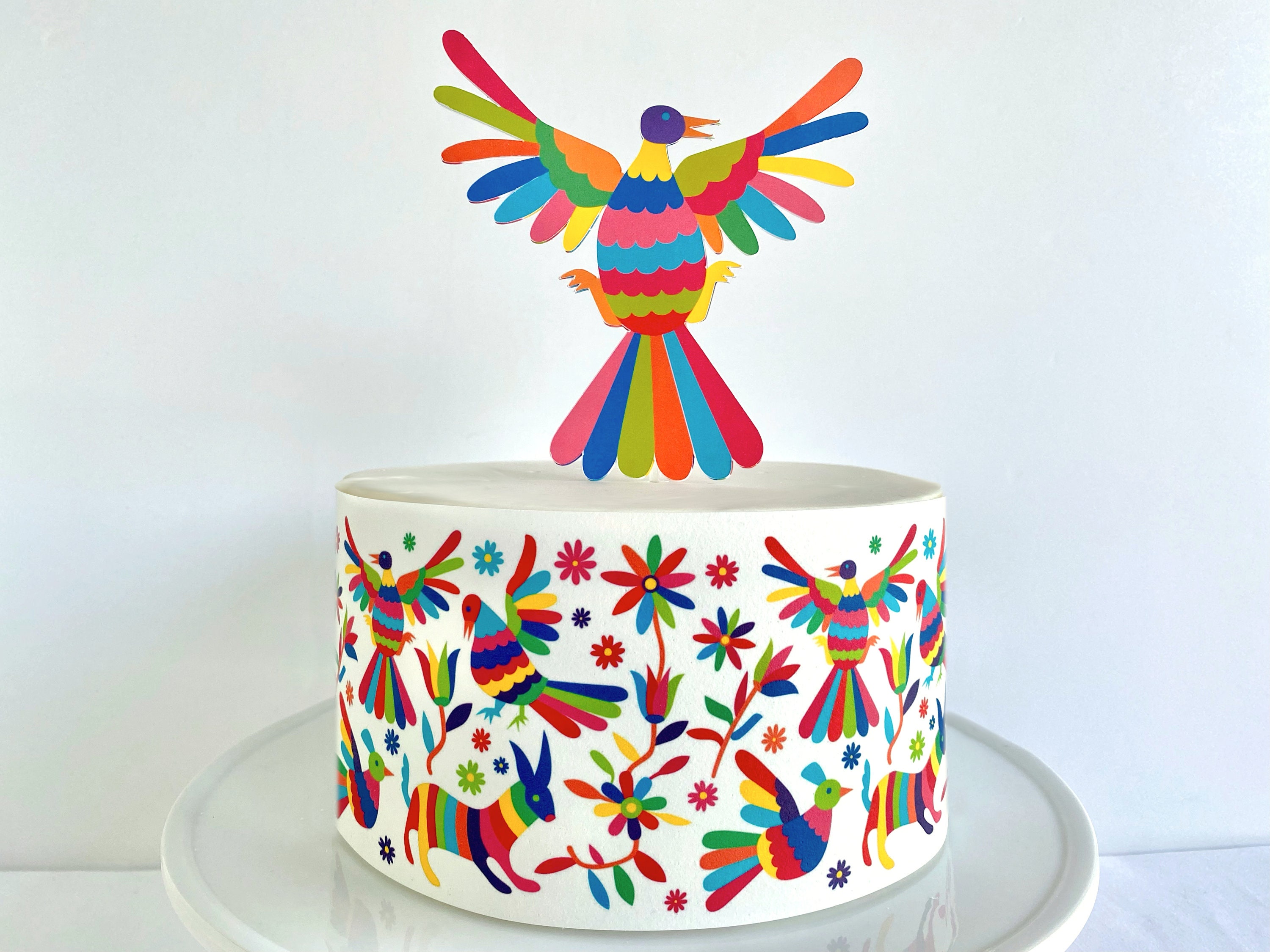 Mexican Fiesta Cake Wrap: Otomi Bird Edible Topper - Etsy