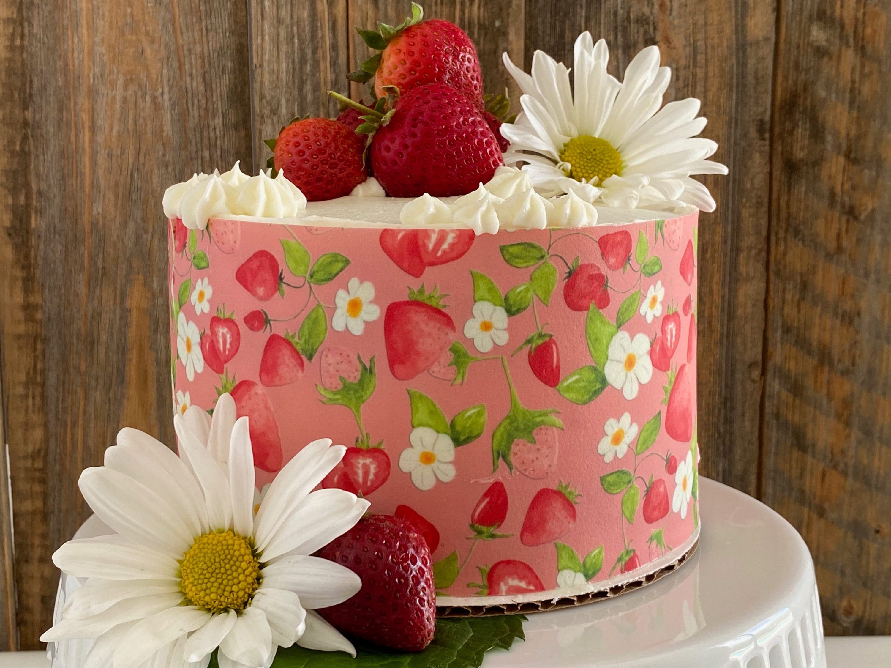 Strawberry Garden Edible Cake Wrap or Berry Sweet Cardstock | Etsy