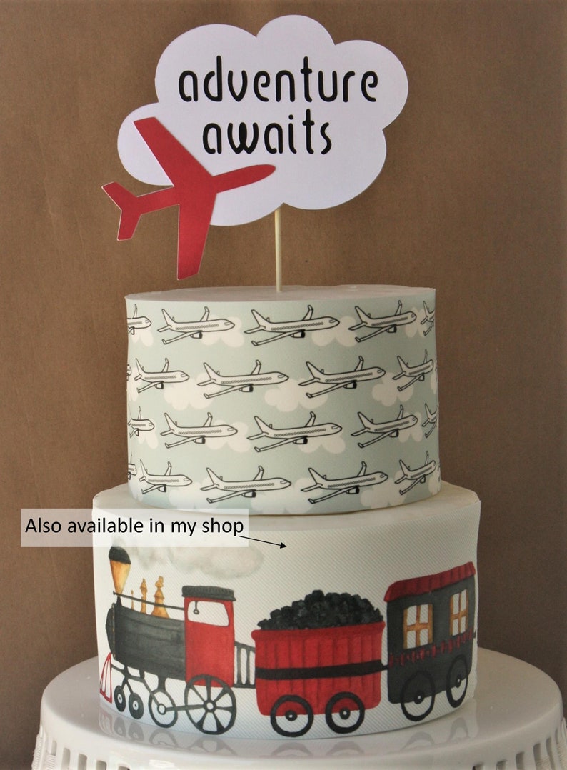 Airplanes Edible Cake Wrap or Adventure Awaits Airplane Cake | Etsy