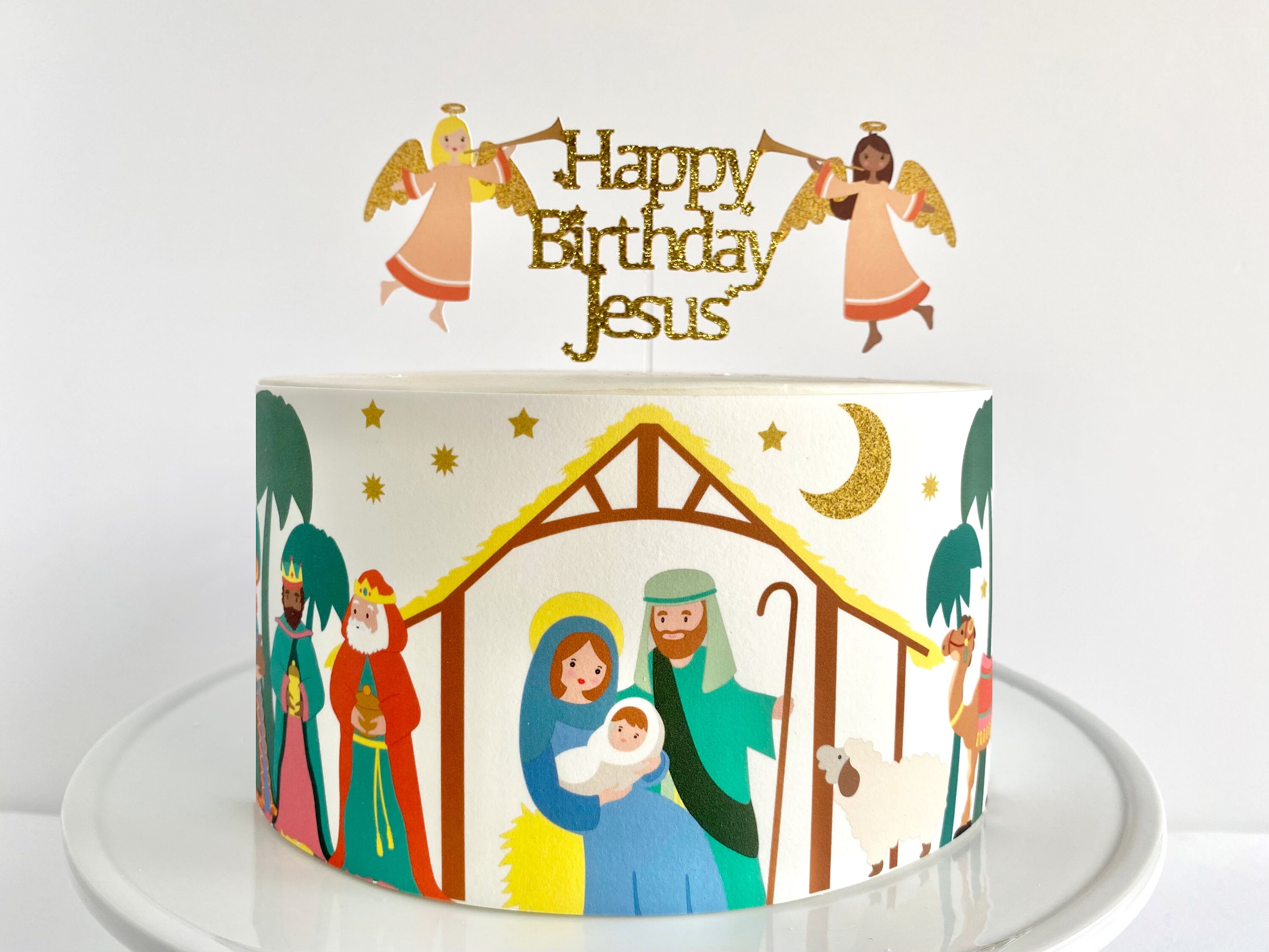 Religious Christmas Edible Cake Wrap or Happy Birthday Jesus - Etsy