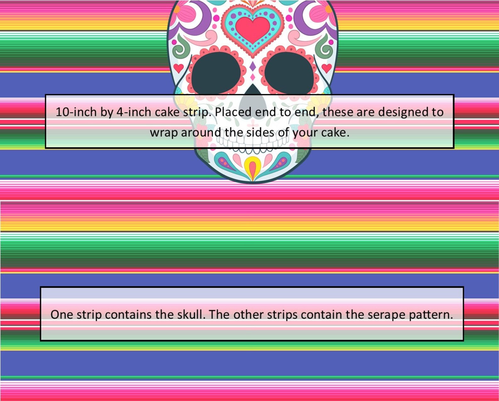 Mexican Serape Day of the Dead Edible Cake Wrap or Flower Crown Cake ...