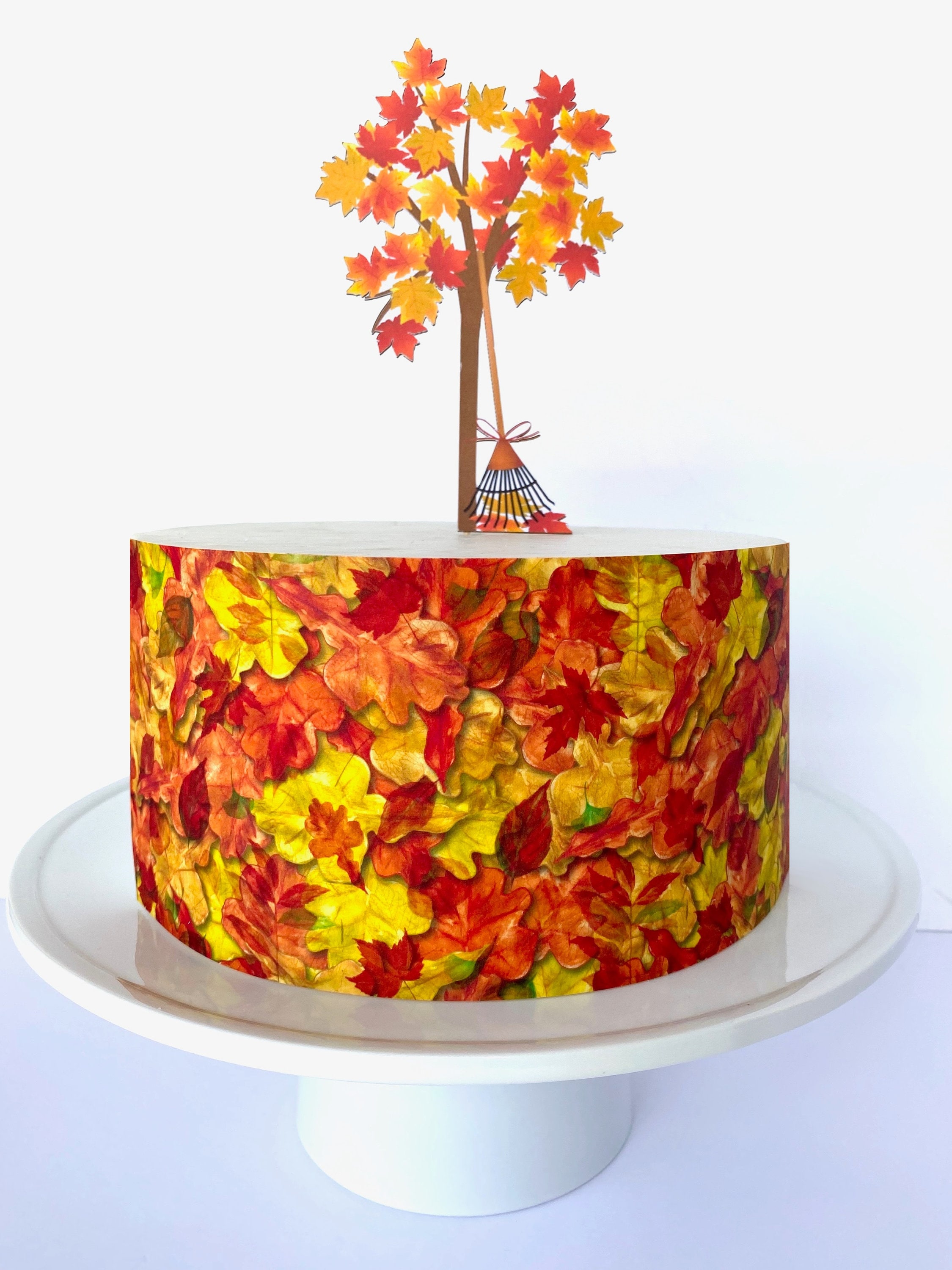 Autumn Leaves Edible Cake Wrap or Fall Maple Tree Cake Topper | Etsy