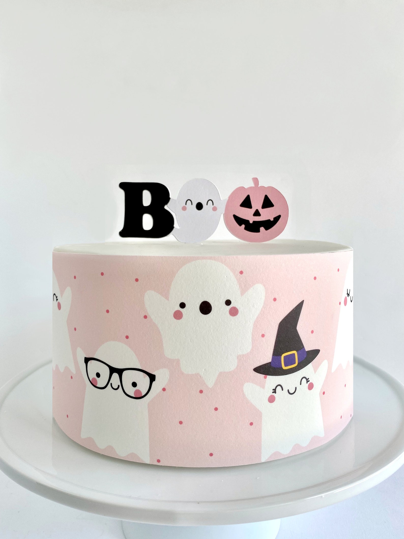 Pink Halloween Edible Cake Wrap or Cute Little Boo Cake Topper - Etsy