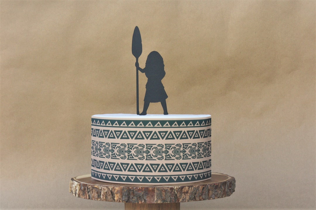 Polynesian Tribal Print Edible Cake Wrap or Black Cardstock Silhouette ...