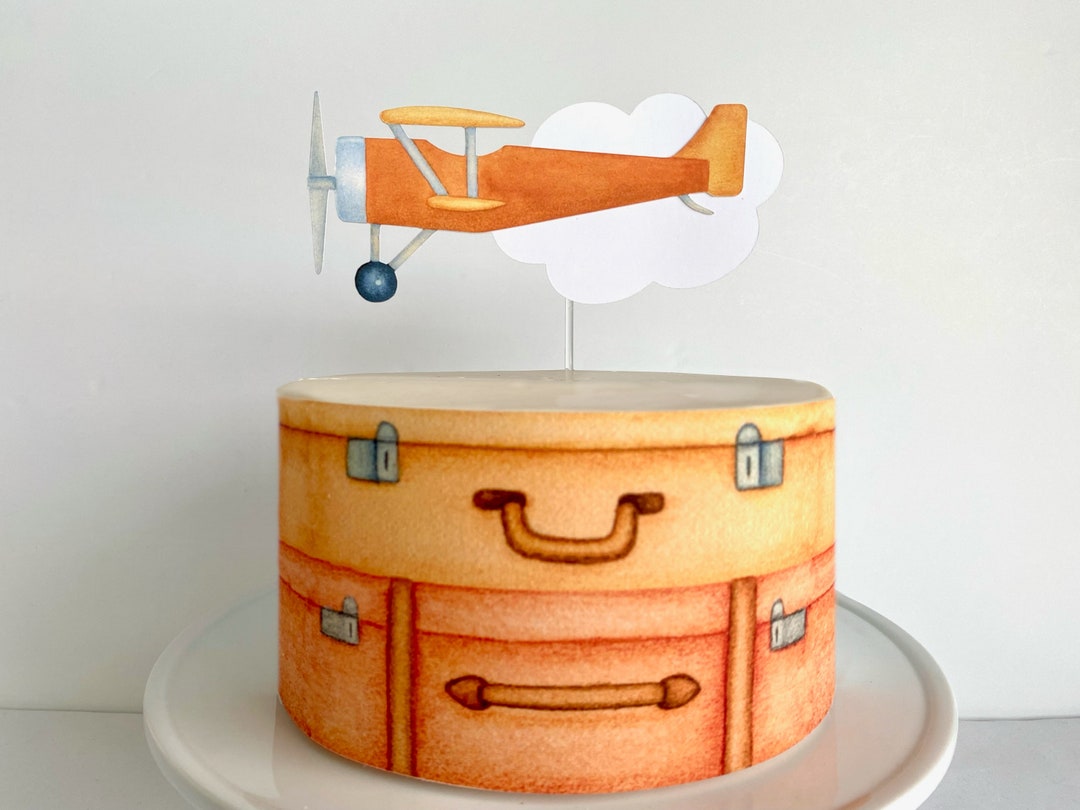 Travel Suitcase Edible Cake Wrap or Airplane Cake Topper - Etsy