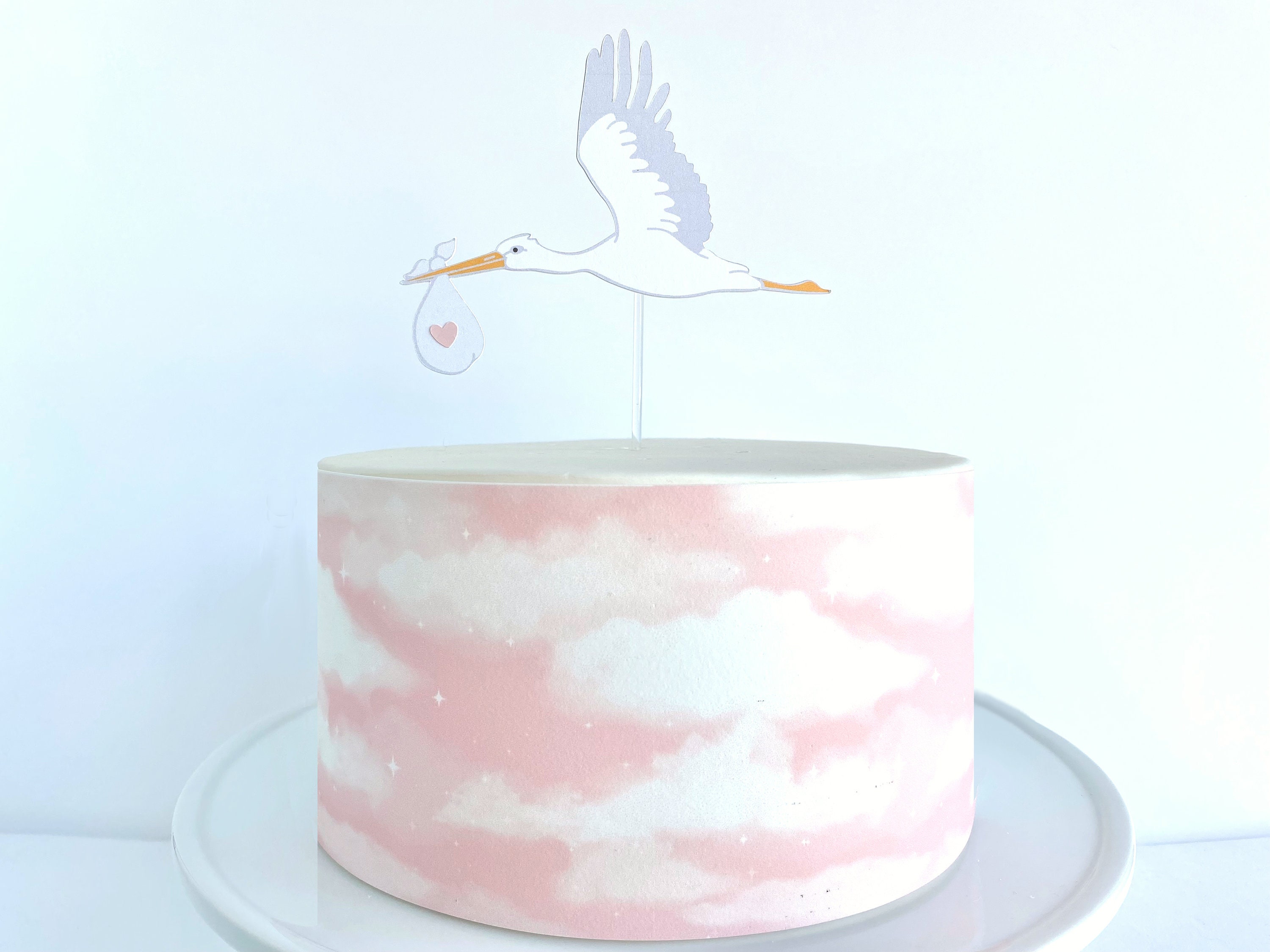 Pink Sky With Twinkling Stars Edible Cake Wrap or Stork Cake Topper - Etsy