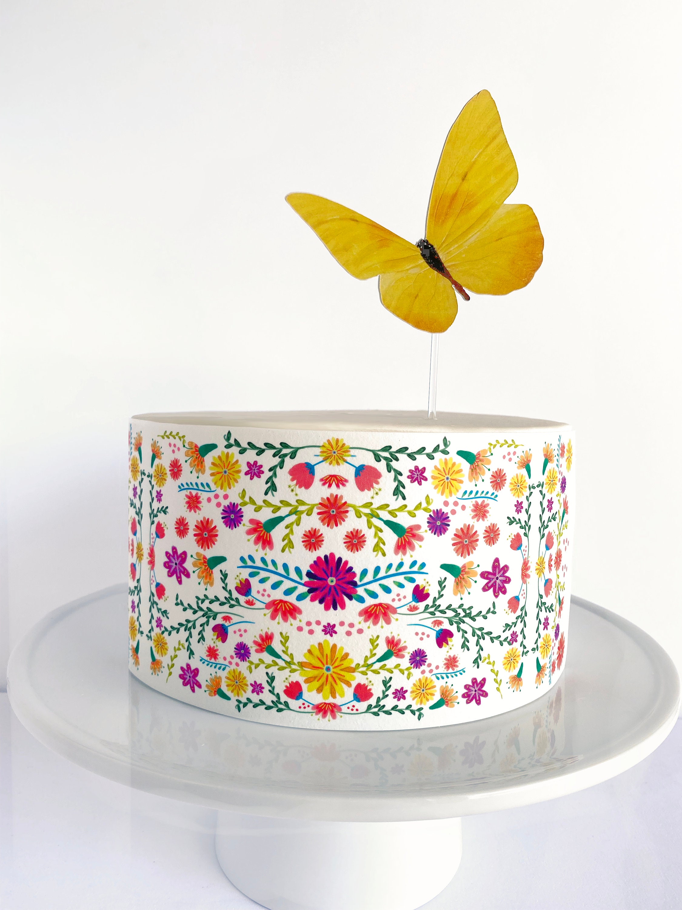 Magical Fiesta Flowers Edible Cake Wrap or Yellow Butterfly - Etsy