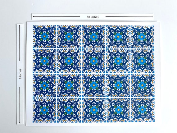 Talavera Tile Edible Cake Wrap blue for Tall Cake | Etsy