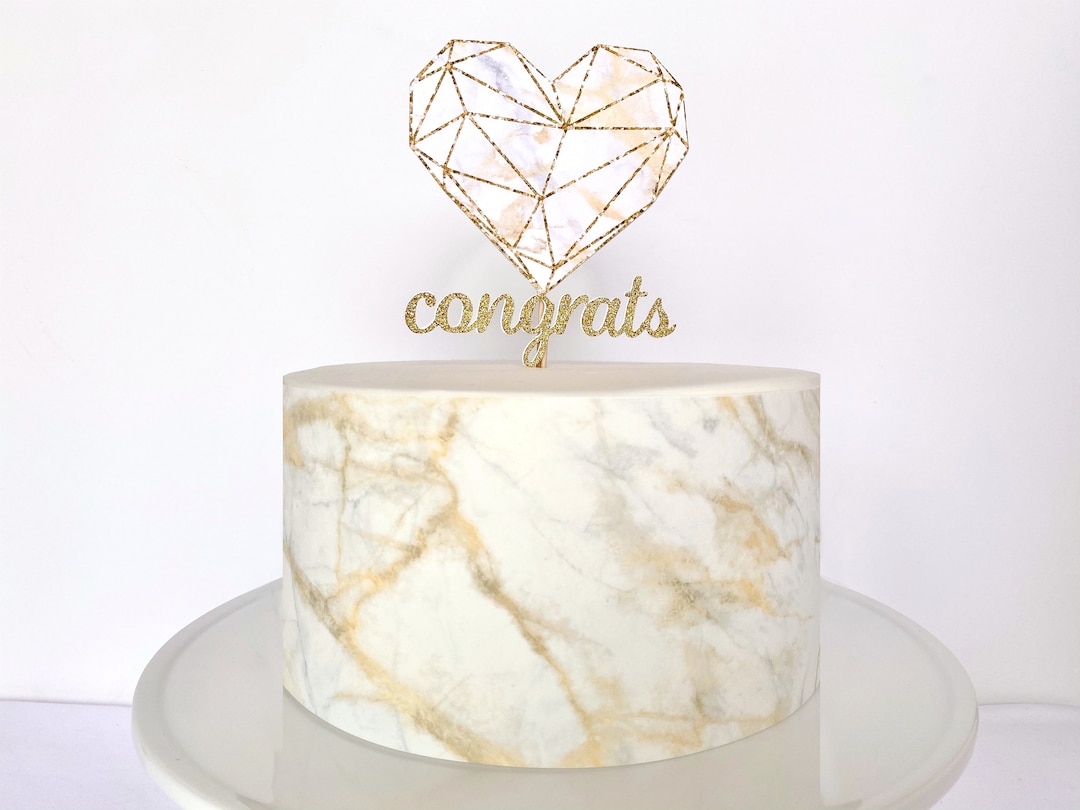 Marble Edible Cake Wrap or Heart/congrats Cake Toppers - Etsy