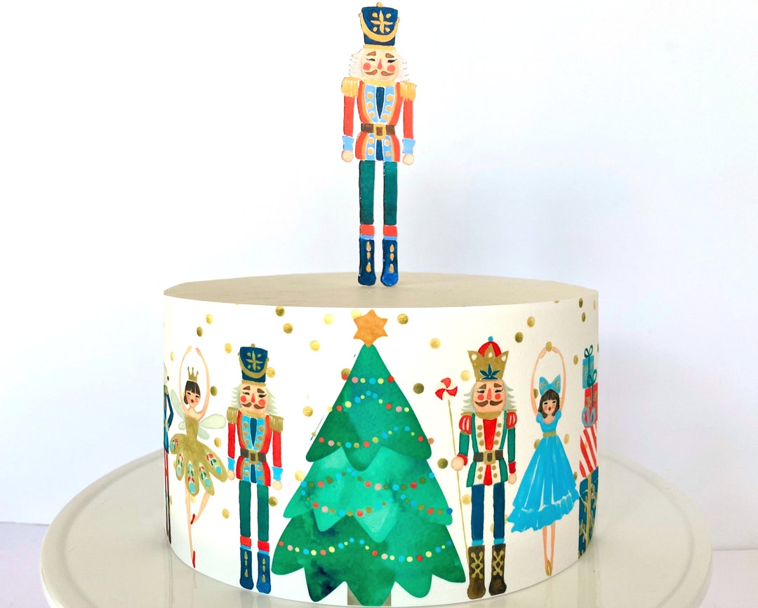 Nutcracker Edible Cake Wrap & Cardstock Topper - Etsy