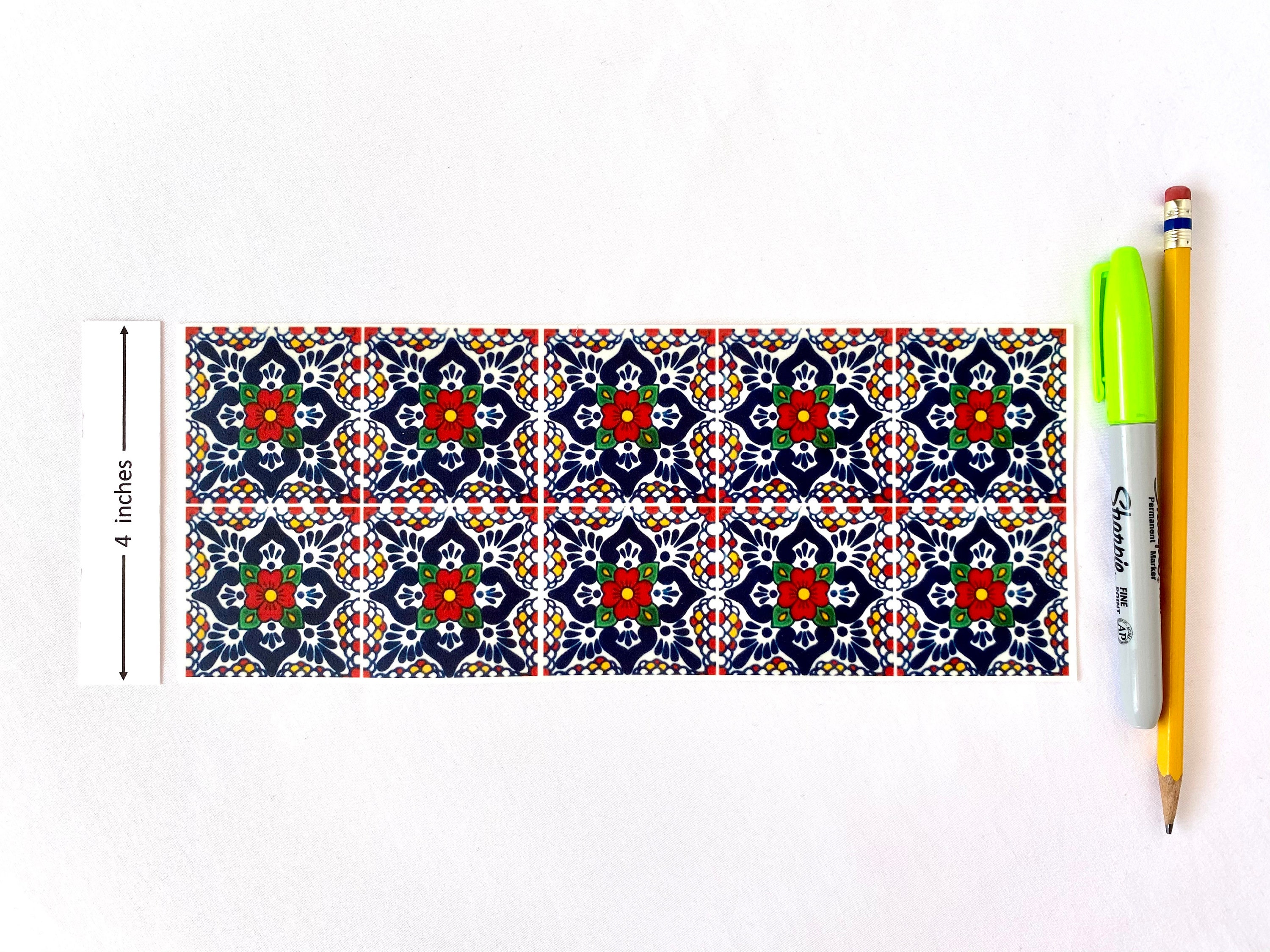 Talavera Tile Edible Cake Wrap Red and Blue or Gold Happy | Etsy