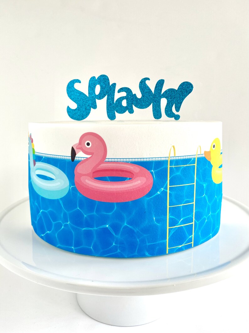 Pool Party Edible Cake Wrap or Splash Cake Topper | Etsy