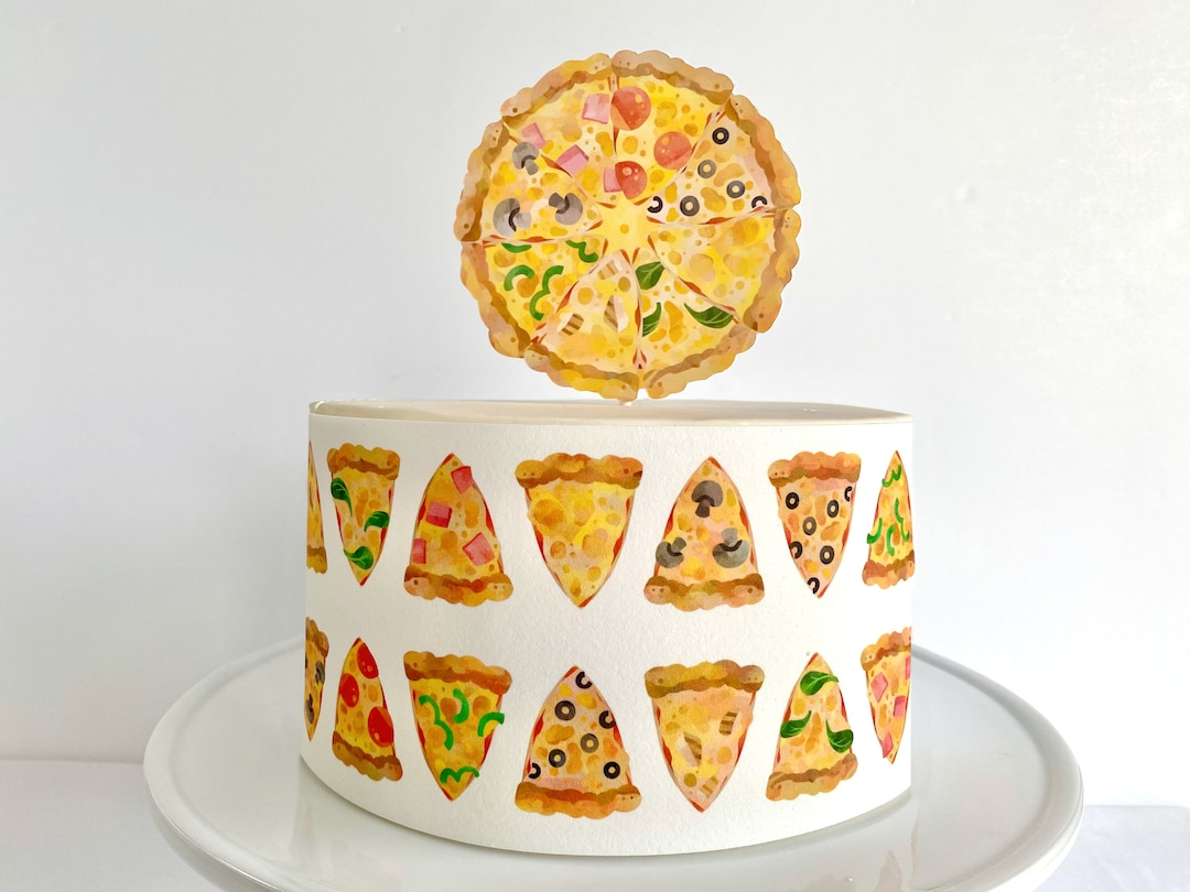 Pizza Party Edible Cake Wrap or Pizza Cake Topper - Etsy