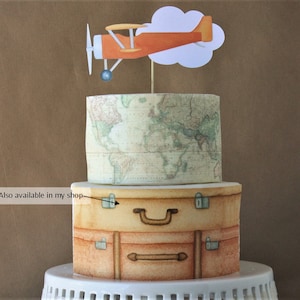 Vintage World Map Edible Cake Wrap or Pinwheel and Congrats Cake ...