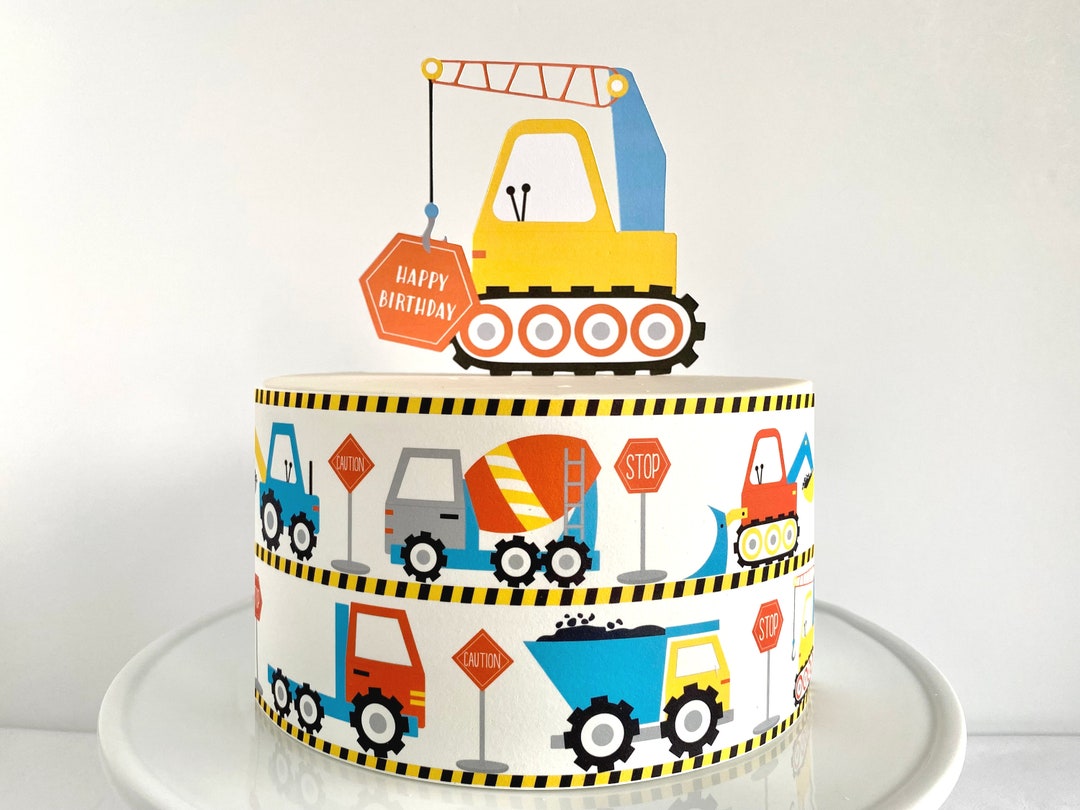 Construction Birthday Cake Topper & Edible Cake Wrap - Etsy
