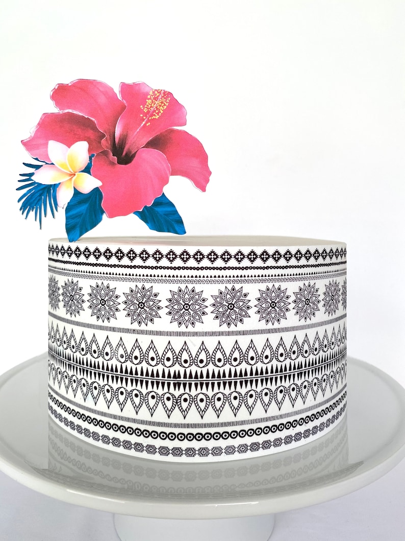 Polynesian Edible Cake Wrap or Tropical Flowers Cake Topper - Etsy