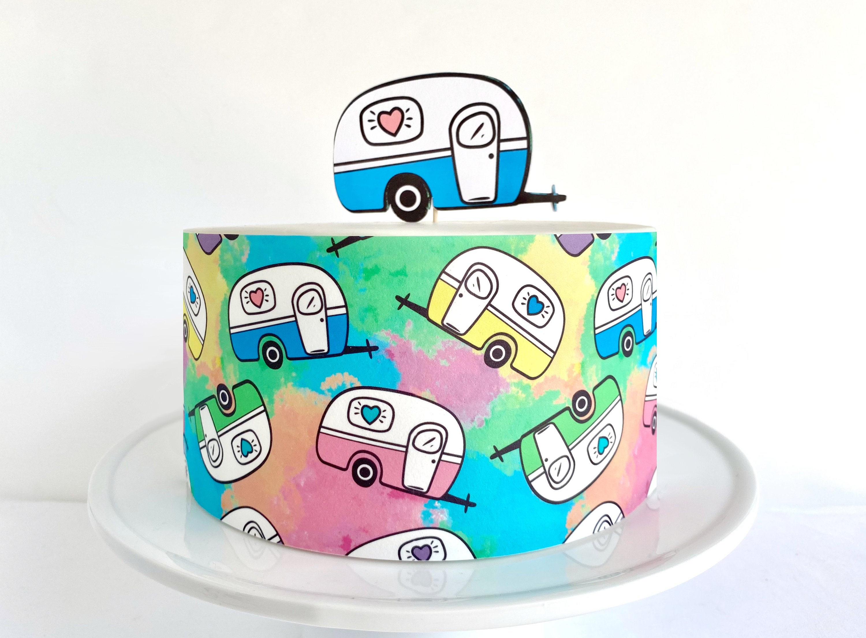 Cute Camper Edible Cake Wrap or Happy Camper Cake Topper - Etsy