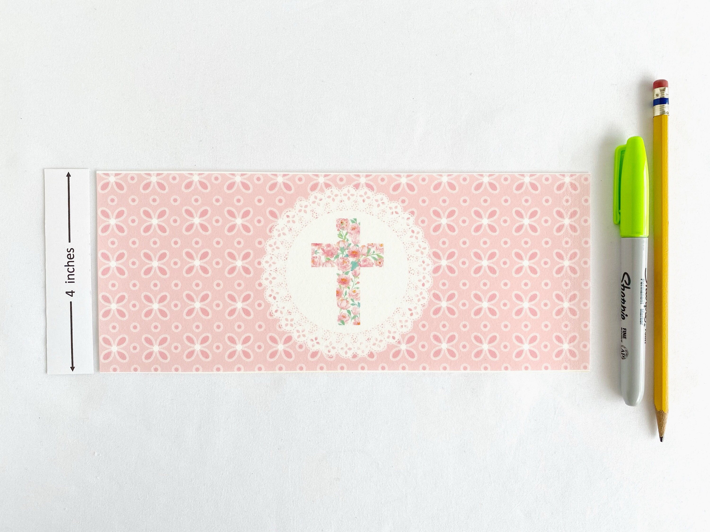 Floral Pink Cross Edible Cake Wrap or Blessed Topper - Etsy