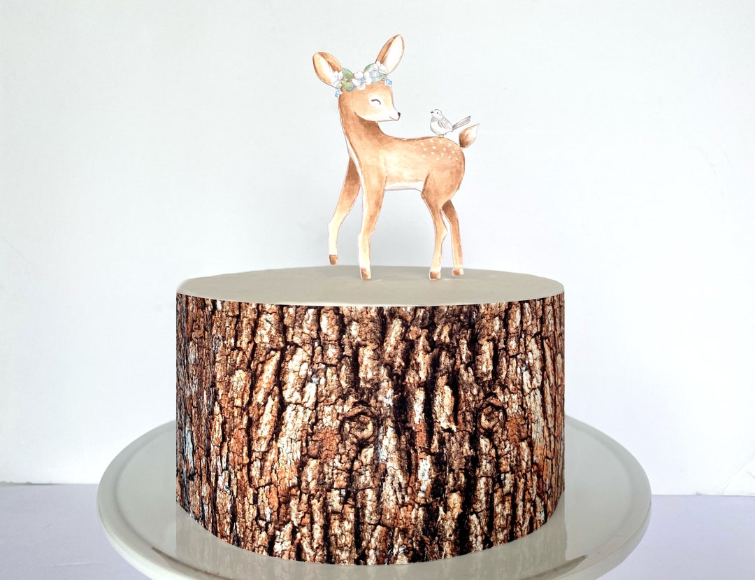 Tree Bark Edible Cake Wrap or Woodland Deer Cake Topper - Etsy