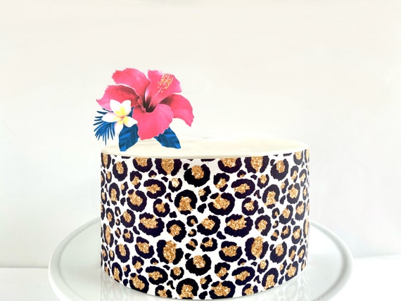 Leopard Print Edible Cake Wrap or Tropical Flowers Cake Topper - Etsy