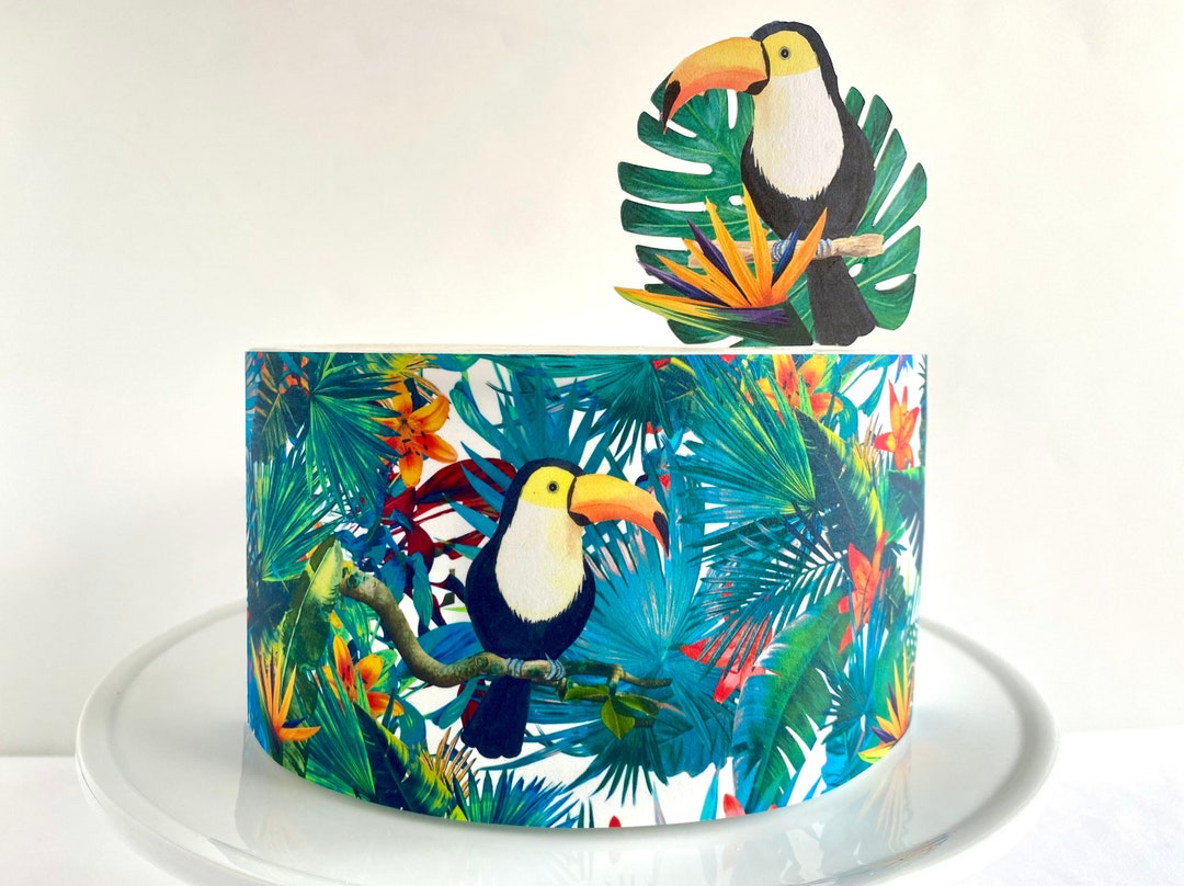 Toucan in the Jungle Edible Cake Wrap or Tropical Toucan Cake Topper - Etsy