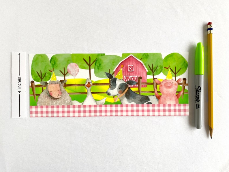 Farm Animals With Gingham Trim Edible Cake Wrap or Cute Pig | Etsy