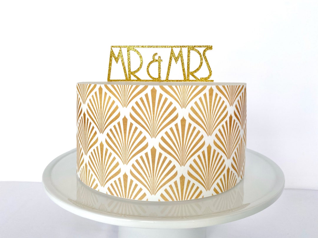 Gold Art Deco Fans Edible Cake Wrap or Mr and Mrs Cake Topper - Etsy
