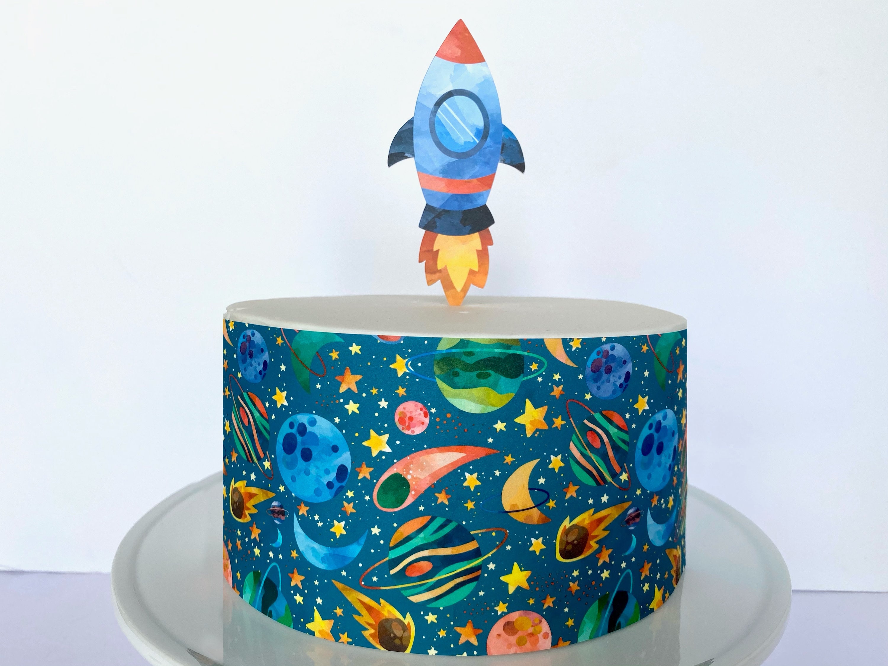 Solar System Planets Edible Cake Wrap or Rocket Cake Topper - Etsy