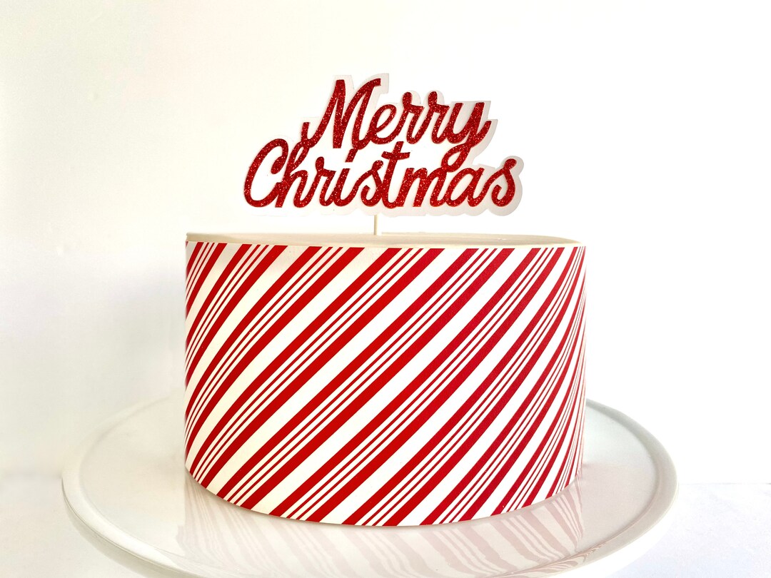Candy Cane Stripes Edible Cake Wrap or Merry Christmas Cake Topper - Etsy