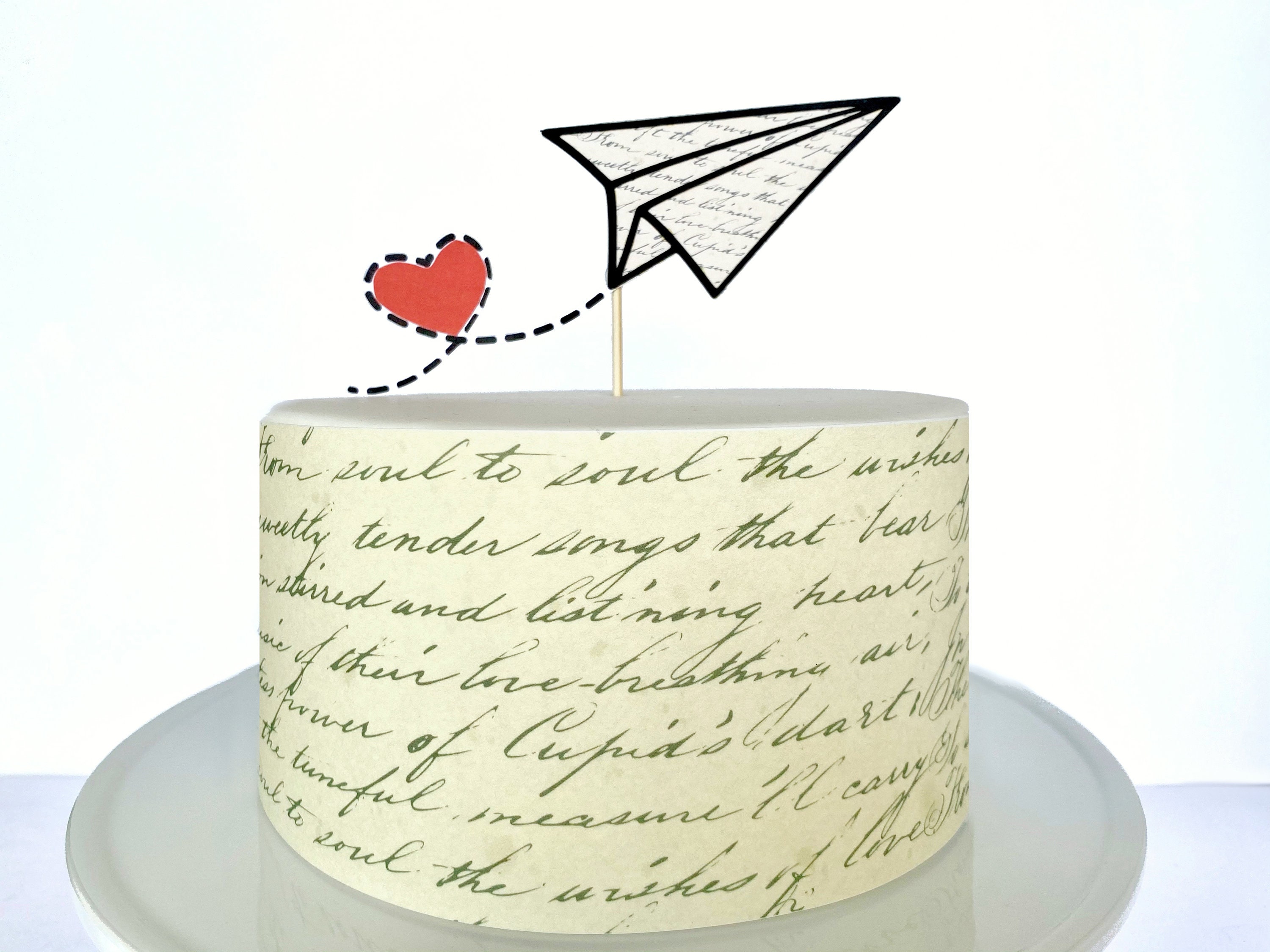 Love Letter Edible Cake Wrap or Paper Airplane Cake Topper - Etsy