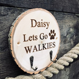 Engraved Wooden Key Holder, Wooden Dog Tag Holder, Natural Wooden Dog ...