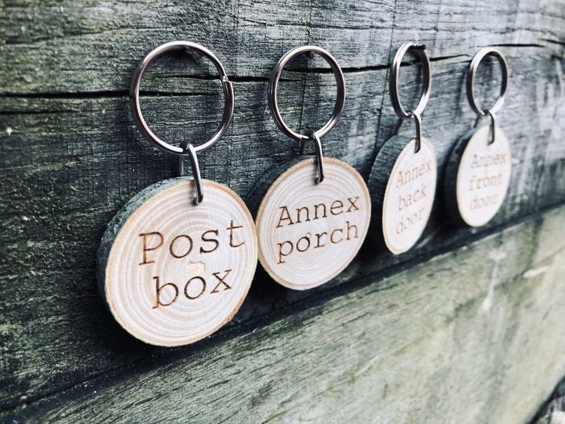 Wooden Key Tags Personalised Wooden Keychains Set of 4 - Etsy UK