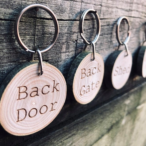 Wooden Key Tags - Etsy UK