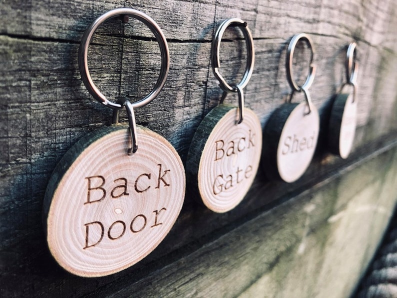 Wooden Key Tags Personalised Wooden Keychains Set of 4 - Etsy UK