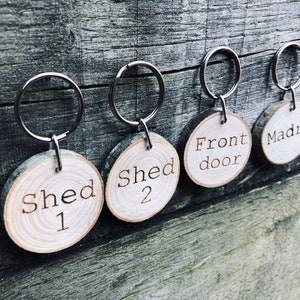 Wooden Key Tags, Personalised Wooden Keychains, Set of 4 Wooden ...