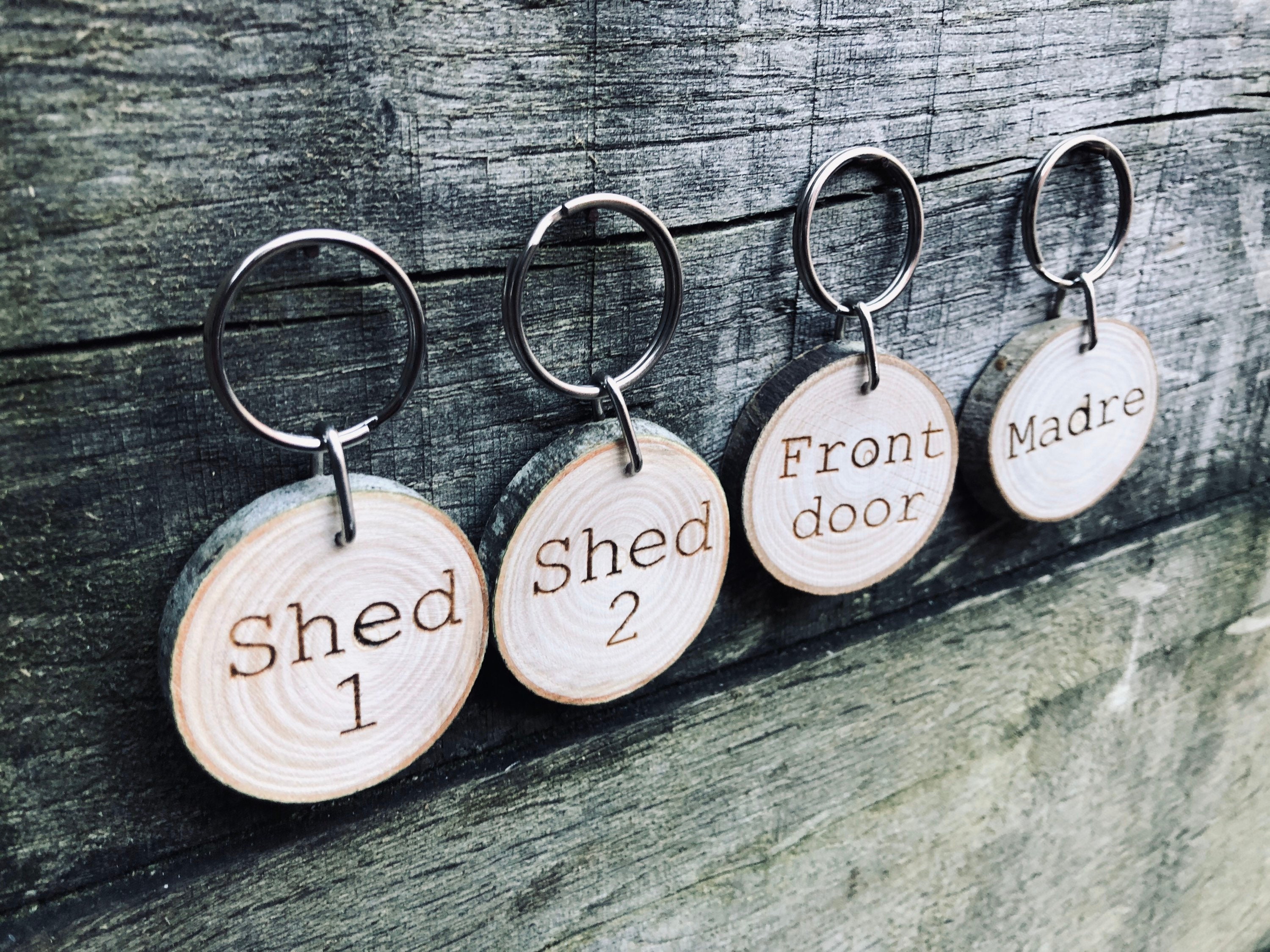 Wooden Key Tags Personalised Wooden Keychains Set of 4 - Etsy UK