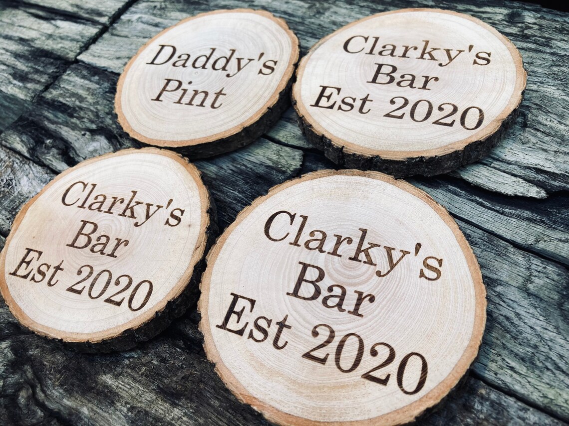 Wooden beer coaster wooden bar coaster personalised wooden | Etsy