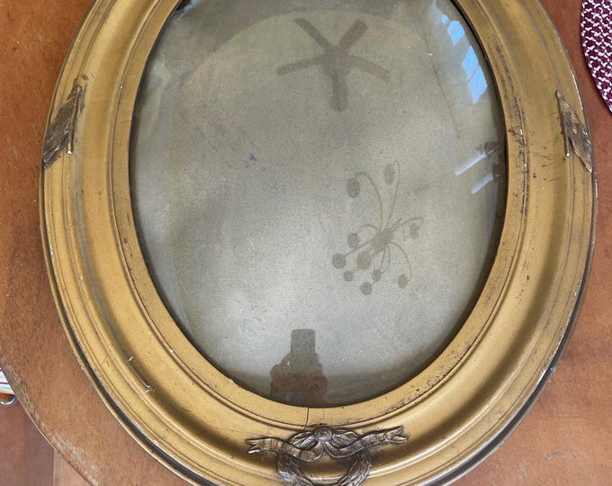 Antique Patriotic American Eagle Oval Convex Bubble Glass & Picture ...