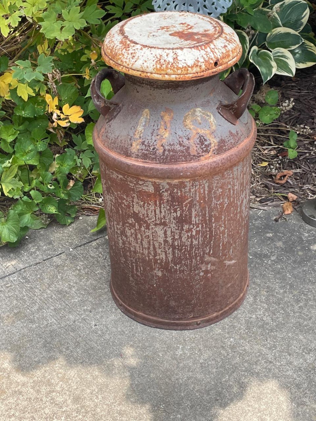 Nice 10 Gallon Rusty Milk Can Clean Inside Country Cowboy Patio Decor ...