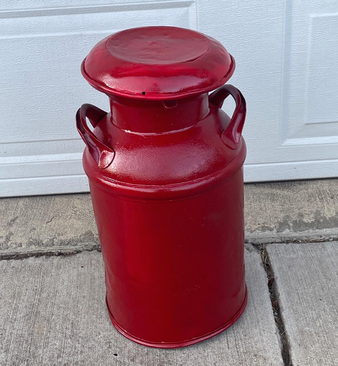 Very Nice 5 Gallon Red Milk Can Ex Condition Inside & Out Country Patio ...