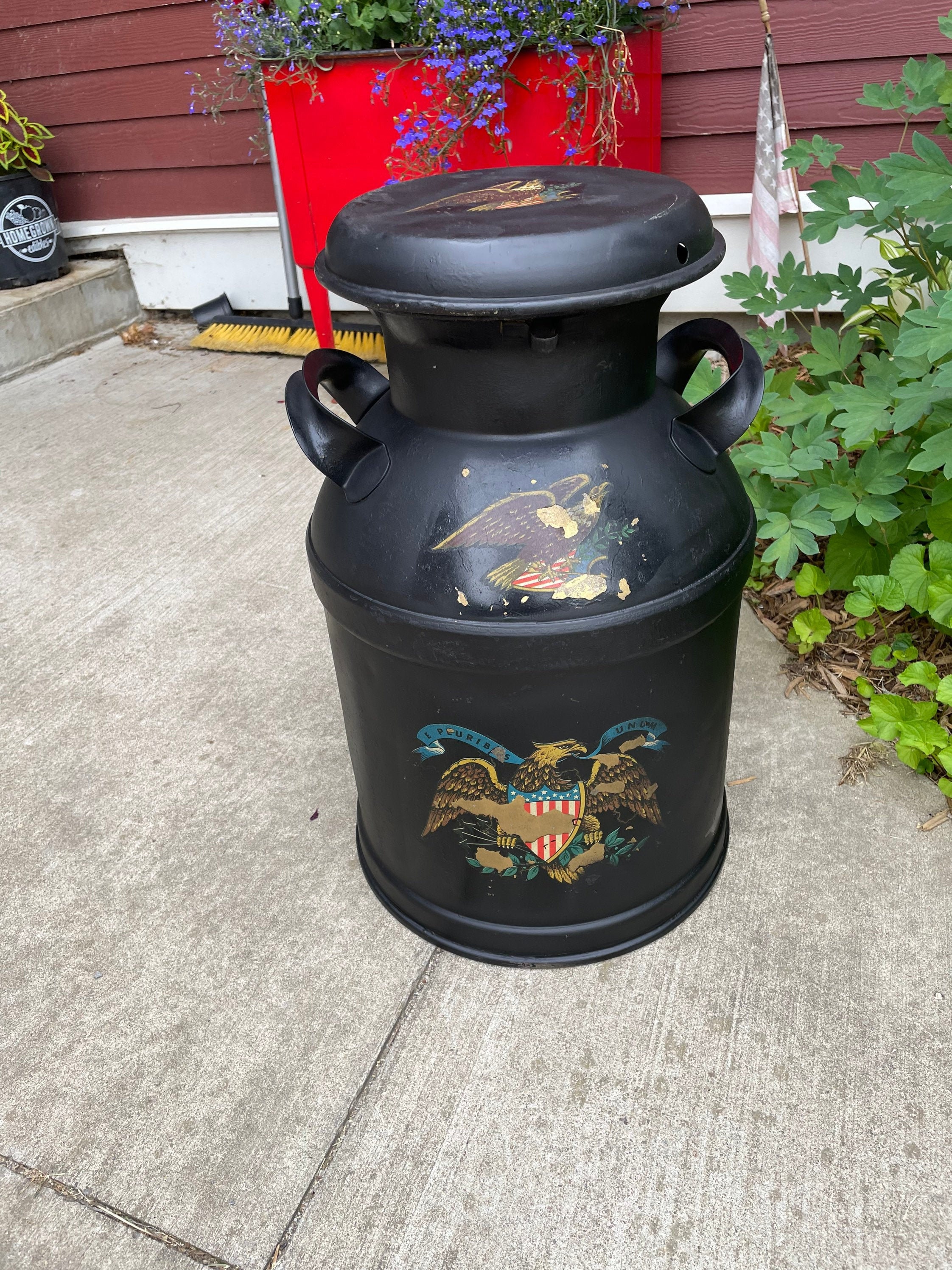 Super 10 Gallon Milk Can w Eagles. Country Cowboy Decorators | Etsy