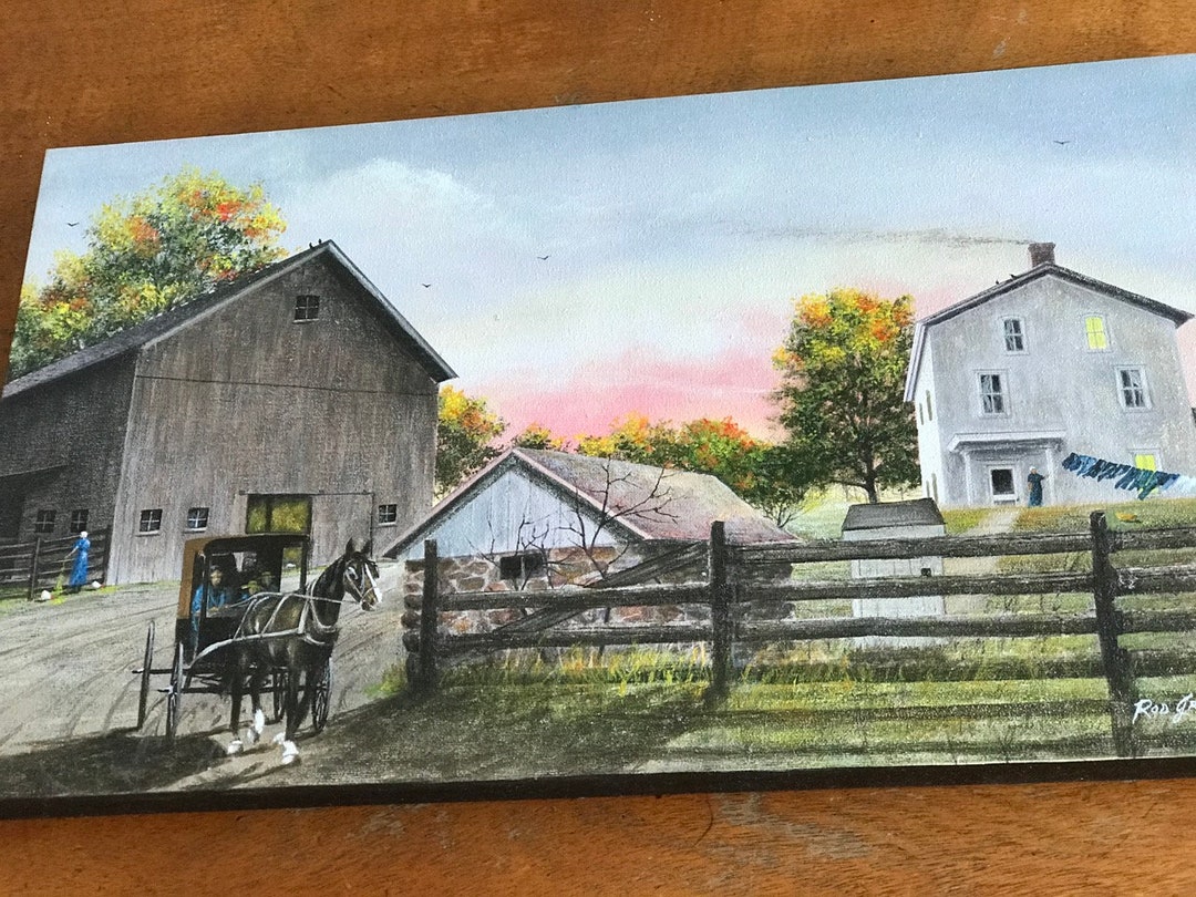 Contemporary Amish Acrylic Painting New Wilmington Pennsylvania - Etsy