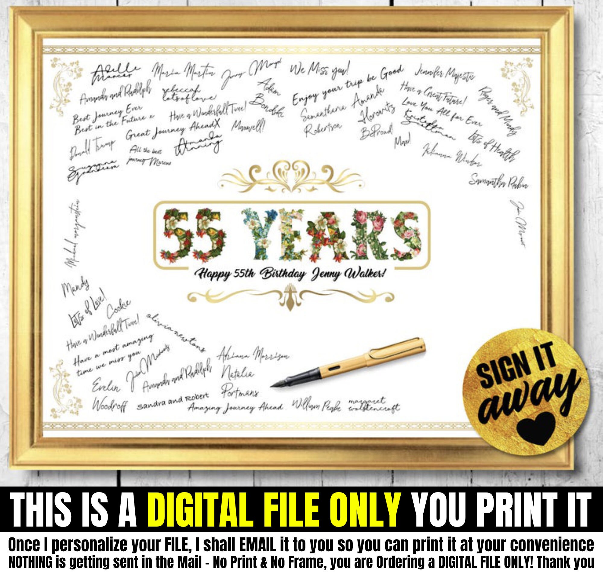 55th Birthday Sign 55th Birthday Poster 55th Birthday - Etsy