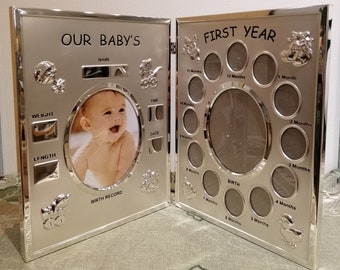 Baby First Year From Birth to One Year Silver Picture Frame - Etsy