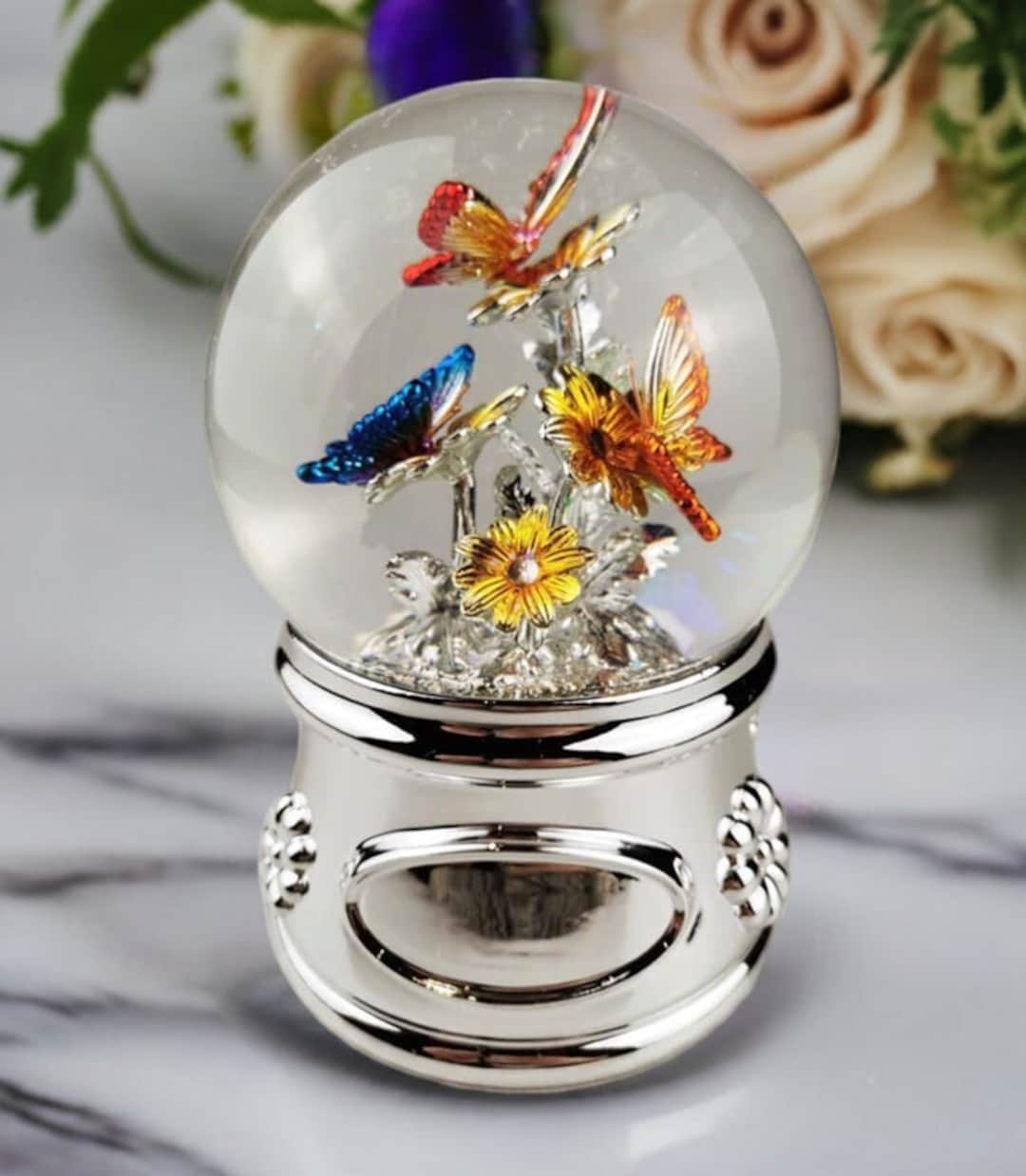No Extra Duty, Personalized Butterflies Water Globe, Customized Snow ...