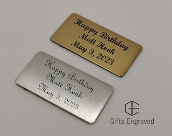 1x3 Custom Engraved Square Corner Brass Plate W/2 Mounting Holes/screws ...