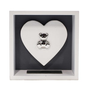 Customized Shadow Box With Heart Plaque, Engraved Teddy Bear Shadow Box ...