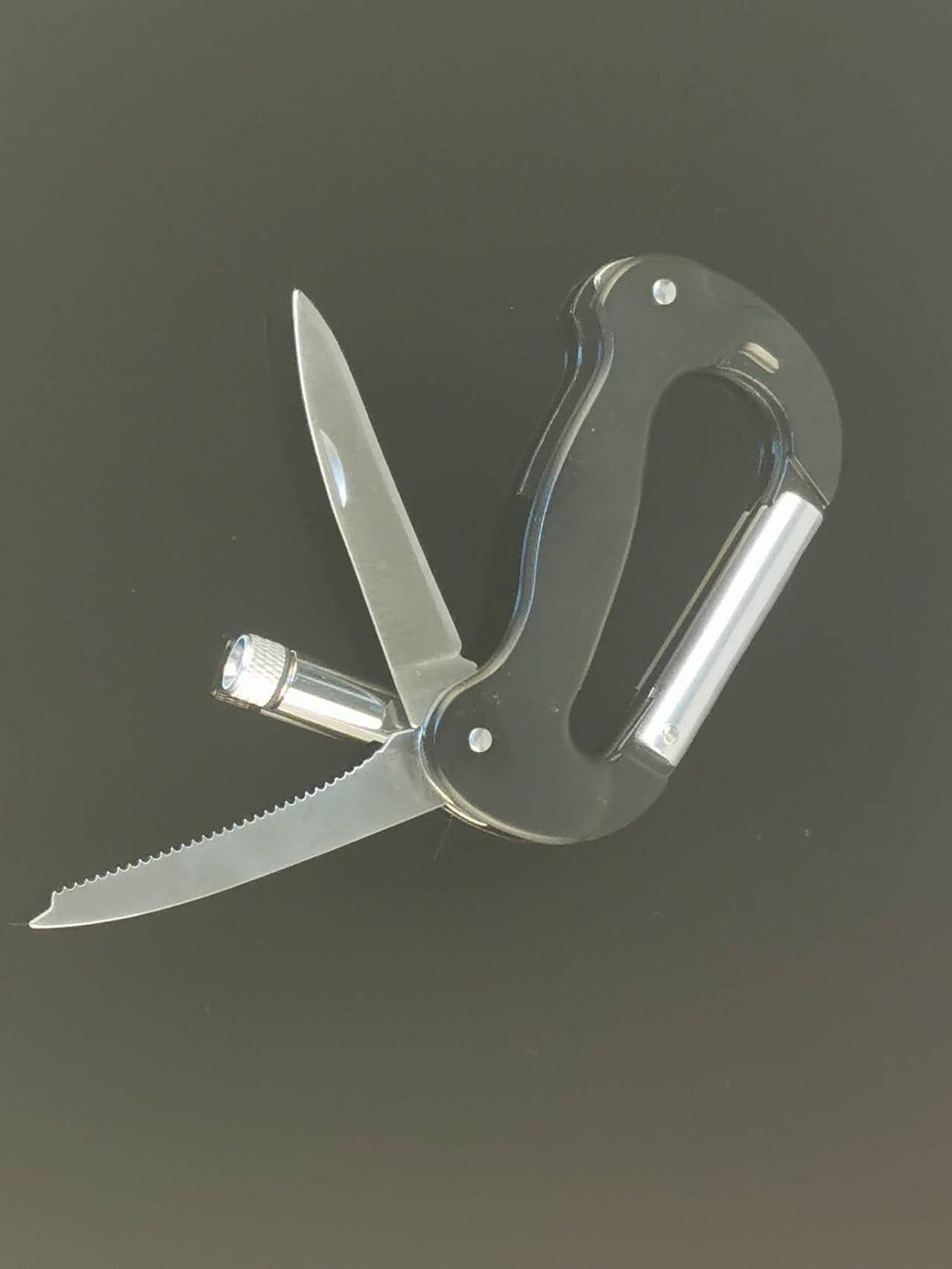 Personalized Multi Funtcion Carabiner, Engraved Multi Tool, Pockey Multi Tools LED, Black/silver ...