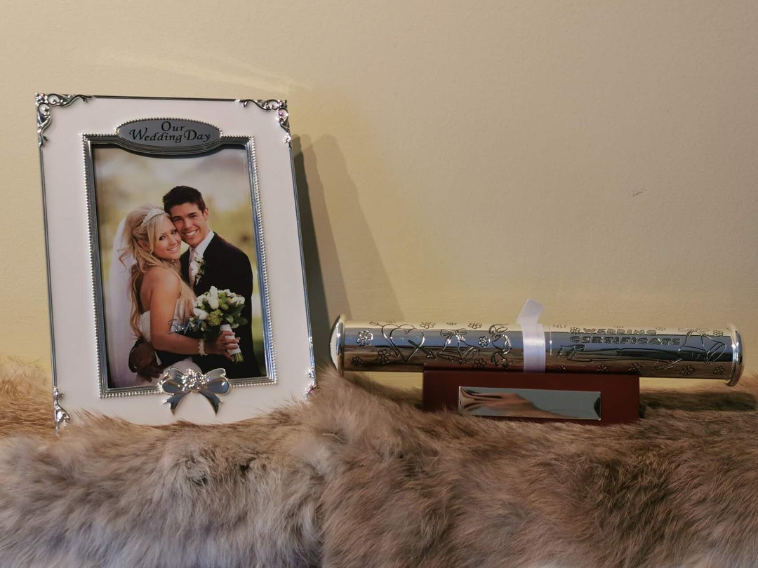 Customized Wedding Frame Set, Engraved Wedding Certificate Holder ...