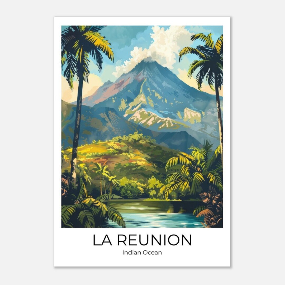 LA REUNION Watercolor Travel Poster Reunion Travel Print La Reunion ...